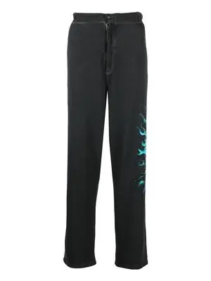 Roberto Cavalli Graphic-print Straight Trousers - Black