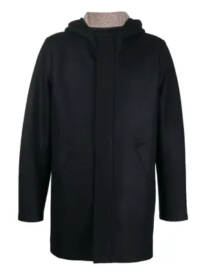 Harris Wharf London Hooded Felt Coat - Blue