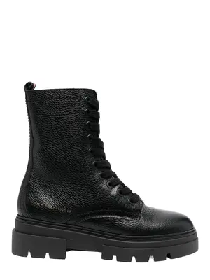 Tommy Hilfiger Leather Ankle Boots - Black
