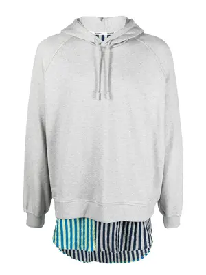 Sunnei Long-sleeve Striped Layered Hoodie - Grey