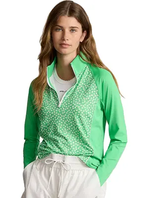 Ralph Lauren Ralph Lauren Stretch Jersey Quarter-Zip Pullover Abstract Rose/green