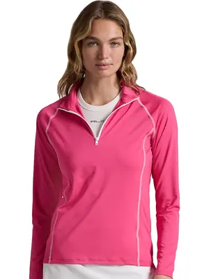 Ralph Lauren Ralph Lauren Stretch Jersey Quarter-Zip Pullover Bright Pink/white