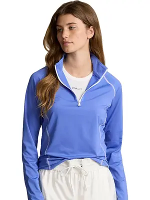Ralph Lauren Ralph Lauren Stretch Jersey Quarter-Zip Pullover Summer Blue/ White