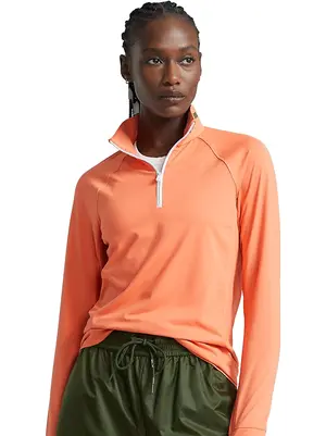 Ralph Lauren Ralph Lauren Stretch Jersey Quarter-Zip Pullover Sunset Orange/shamrock