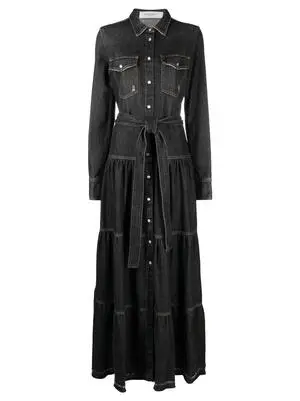 GOLDEN GOOSE Distressed Denim Shirt Dress - Black