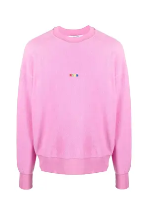 MSGM Logo-embroidered Fleece Sweatshirt - Pink