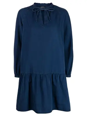 A.p.c. Natalia Cotton-blend Dress - Blue