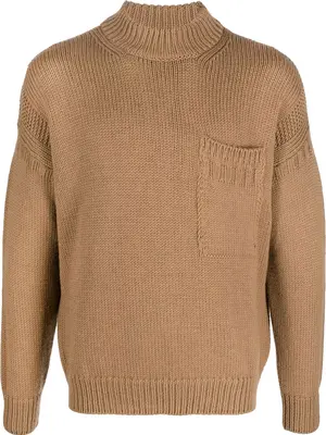 TEN C Mock-neck Knitted Jumper - Neutrals