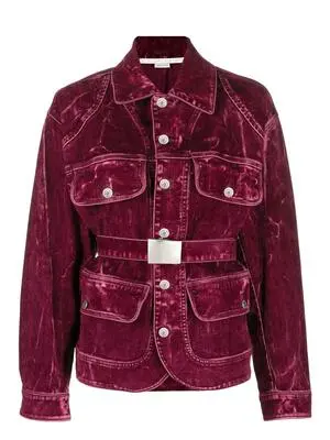 Stella McCartney Flocked Velvet Belted Jacket - Neutrals