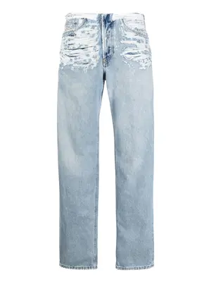 DIESEL Mid-rise Ripped Jeans - Blue