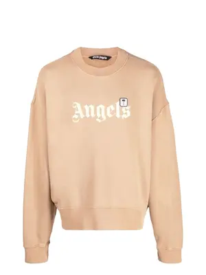 Palm Angels Logo-print Long-sleeve Sweatshirt - Neutrals