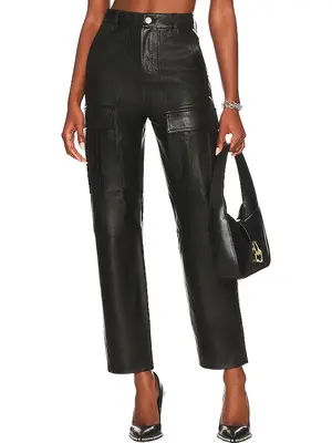 GRLFRND Gianna Leather Cargo Pant - Black
