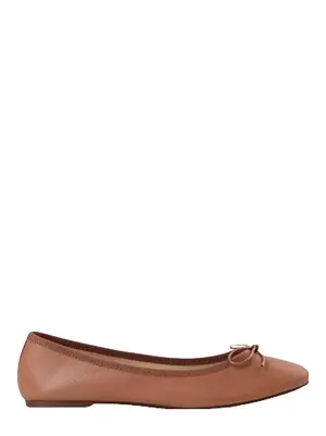 BALLERETTE BALLERETTE Soft Leather Ballet Flats With Bow Detailing Camel