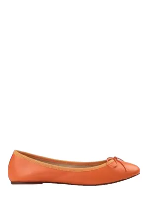 BALLERETTE BALLERETTE Soft Leather Ballet Flats With Bow Detailing Orange