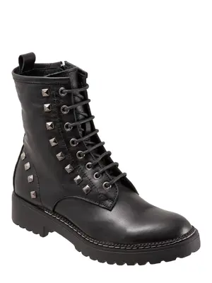 BUENO Studded Leather Combat Boots Black