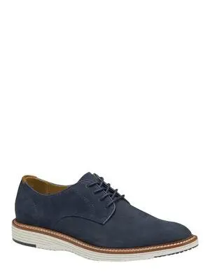 Johnston & Murphy Upton Plain Toe Derby - Navy Tumbled Nubuck