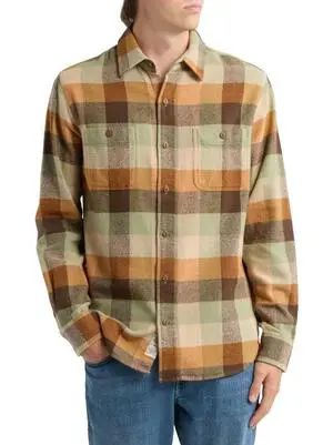 SCHOTT Buffalo Check Flannel Long Sleeve Button-up Shirt - Mint/rust