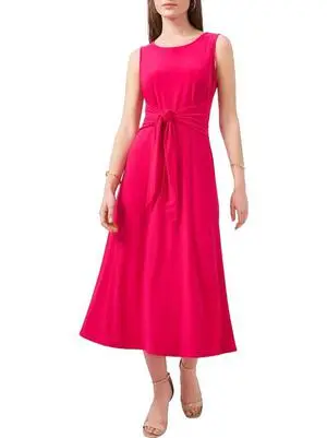 Chaus Tie Front Sleeveless Jersey Midi Dress - Dragon Fruit 607