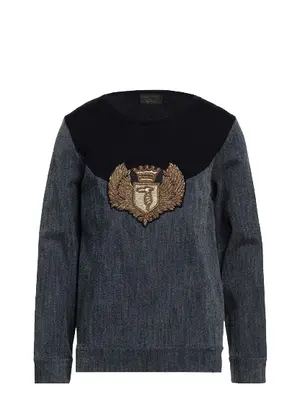 TRUSSARDI Sweatshirt In Virgin Wool Blend With Logo - Blue