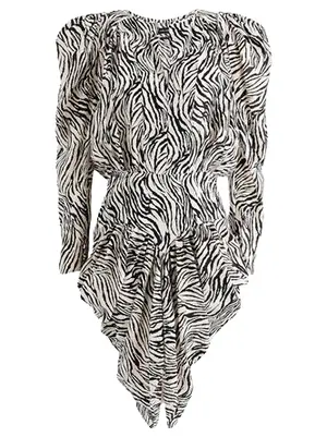 Isabel Marant Mini Dress Silk Zebra Print - White