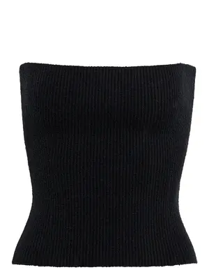 Wardrobe.NYC Strapless Ribbed Top - Black