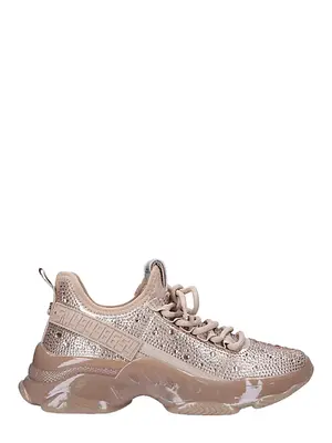 Steve Madden Maxima-r Crystal-embellished Woven Low-top Trainers - Bronze