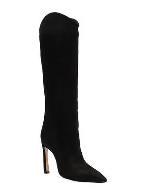 Schutz Maryana Sculpt Pointed Toe High Heel Boots - Black