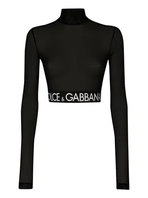 Dolce & Gabbana Tulle Turtle-neck Top - Black