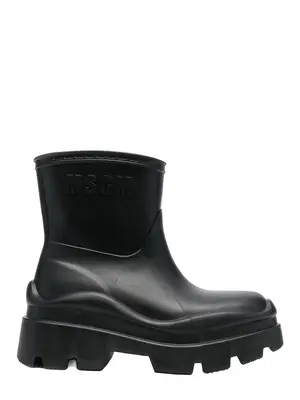 MSGM Logo-embossed Ankle Boots - Black