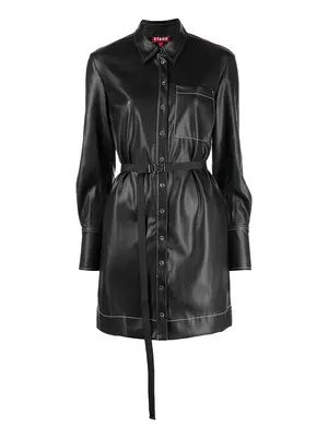 Staud Lynn Belted Shirt-dress - Black