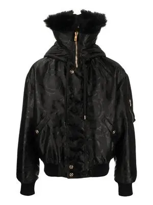 Versace Baroque-print Shearling-lined Jacket - Black