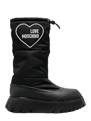 Moschino Padded Heart Patch Boots - Black