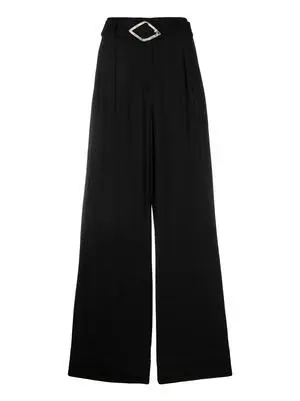 GANNI Belted Palazzo Trousers - Black
