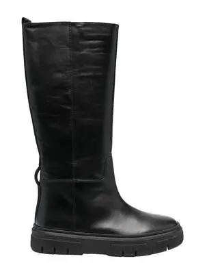 Geox Isotte Leather Knee-high Boots - Black