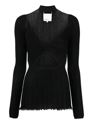 3.1 Phillip Lim Cut-out Knitted Top - Black
