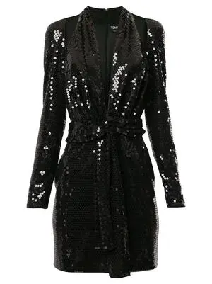 TOM FORD Sequin Cut Out Halter Dress - Black
