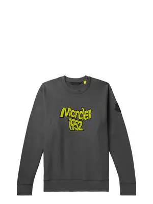 Moncler 1952 Logo-flocked Cotton-jersey Sweatshirt - Gray