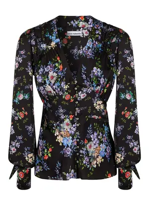 PACO RABANNE Rabanne Floral-Print Silk Shirt