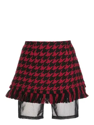 Monse Houndstooth-pattern Mini Skirt - Red