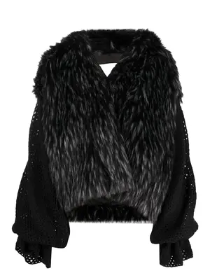 TU LIZÉ Tu Lize Oversized Faux Fur Jacket - Black