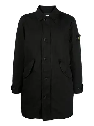 Stone Island Logo-patch Coat - Black