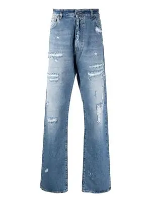 424 Distressed Straight-leg Jeans - Blue