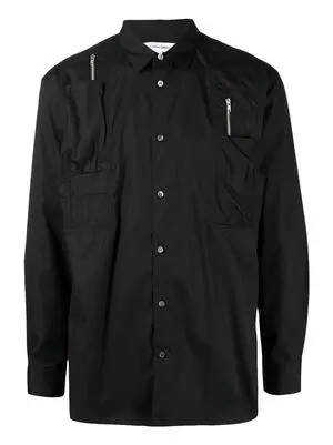 Comme Des Garçons Zip-pocket Long-sleeve Shirt - Black