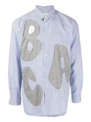 Comme Des Garçons Alphabet Patch-detail Long-sleeve Shirt - Blue
