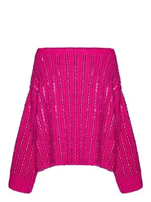 Valentino Garavani Embroidered Off-shoulder Jumper - Pink