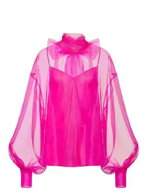 Valentino Garavani Bow-detail Organza Silk Blouse - Pink
