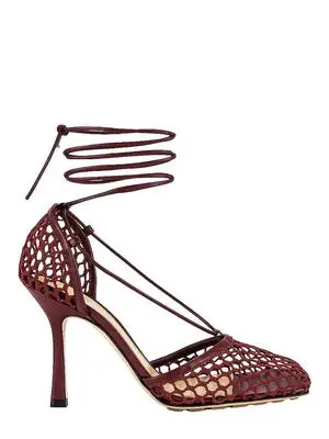 Bottega Veneta Web Stretch Lace Up Sandals - Cherry