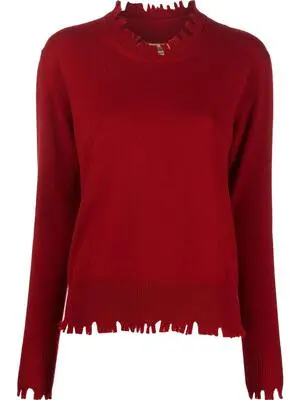 UMA WANG Distressed-edge Knit Jumper - Red
