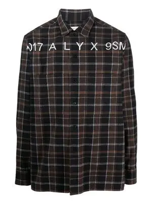 1017 Alyx 9sm Cotton Tartan Long-sleeve Shirt - Brown