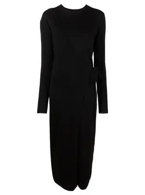 TOTÊME Side-tie Wool Midi Dress - Black